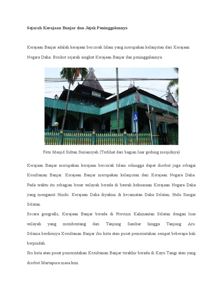 Sejarah & Peninggalan Kerajaan Banjar | PDF