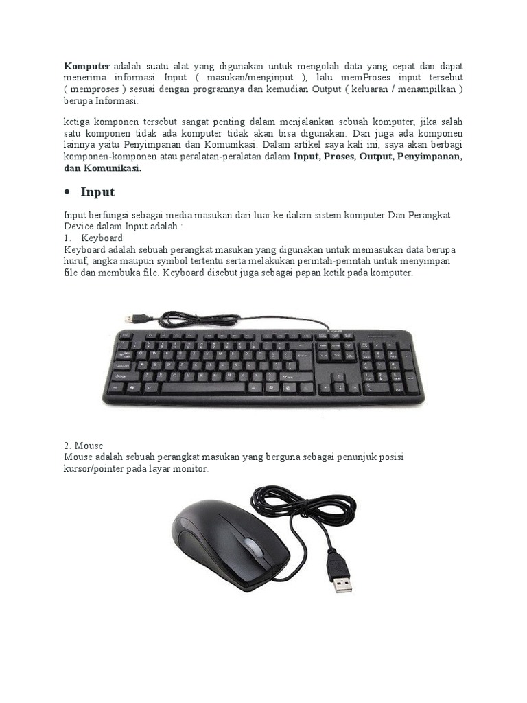 Input, Output, Proeses, Penyimpanan Dan Komunikasi | PDF