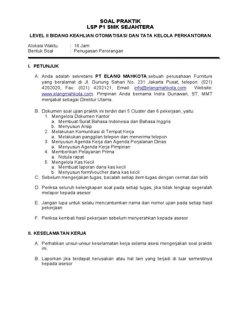 Soal PT Elang Mahkota | PDF