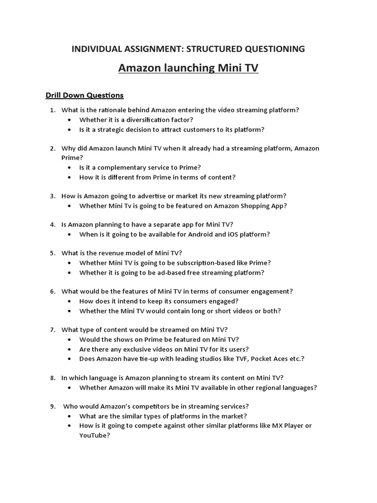 Amazon Mini TV Questions | PDF | Streaming Media | You Tube
