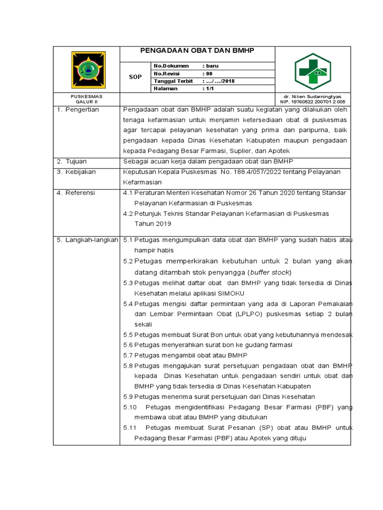 SOP Pengadaan Obat Dan BMHP | PDF