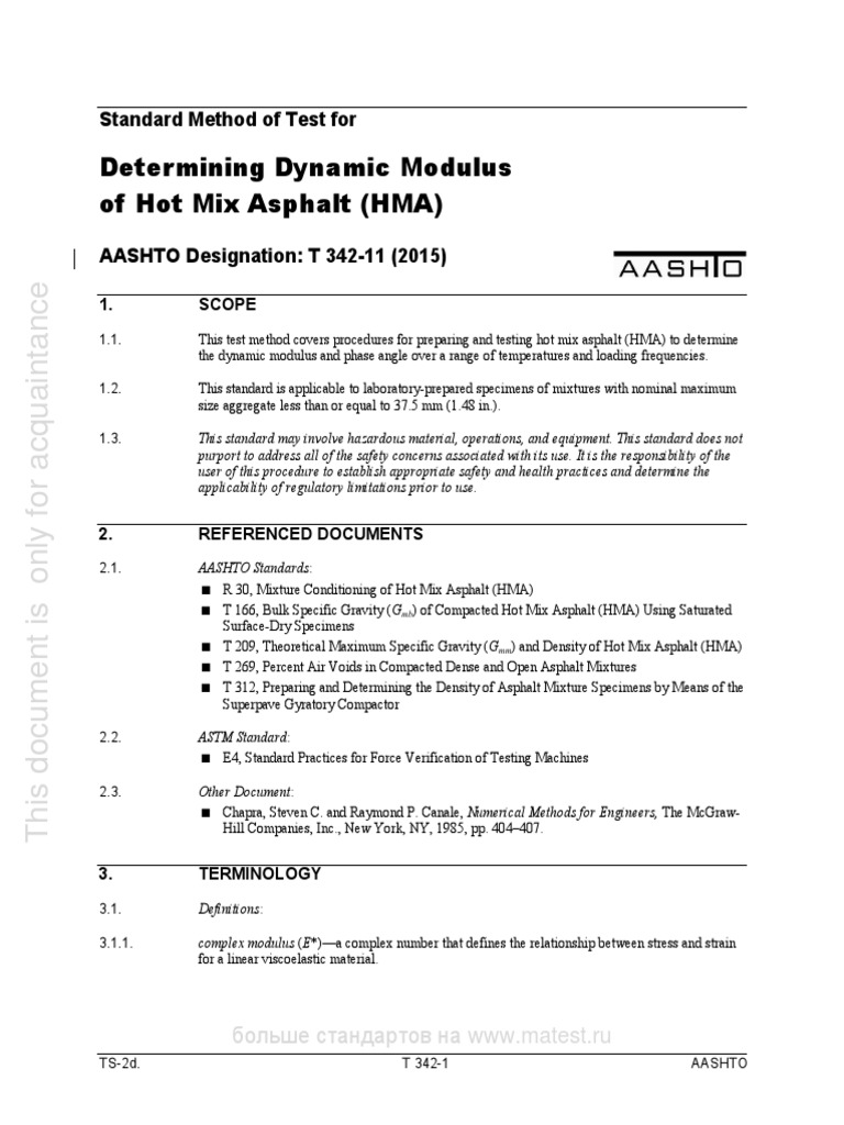 Dynamic Modulus Test for Hot Mix Asphalt | PDF