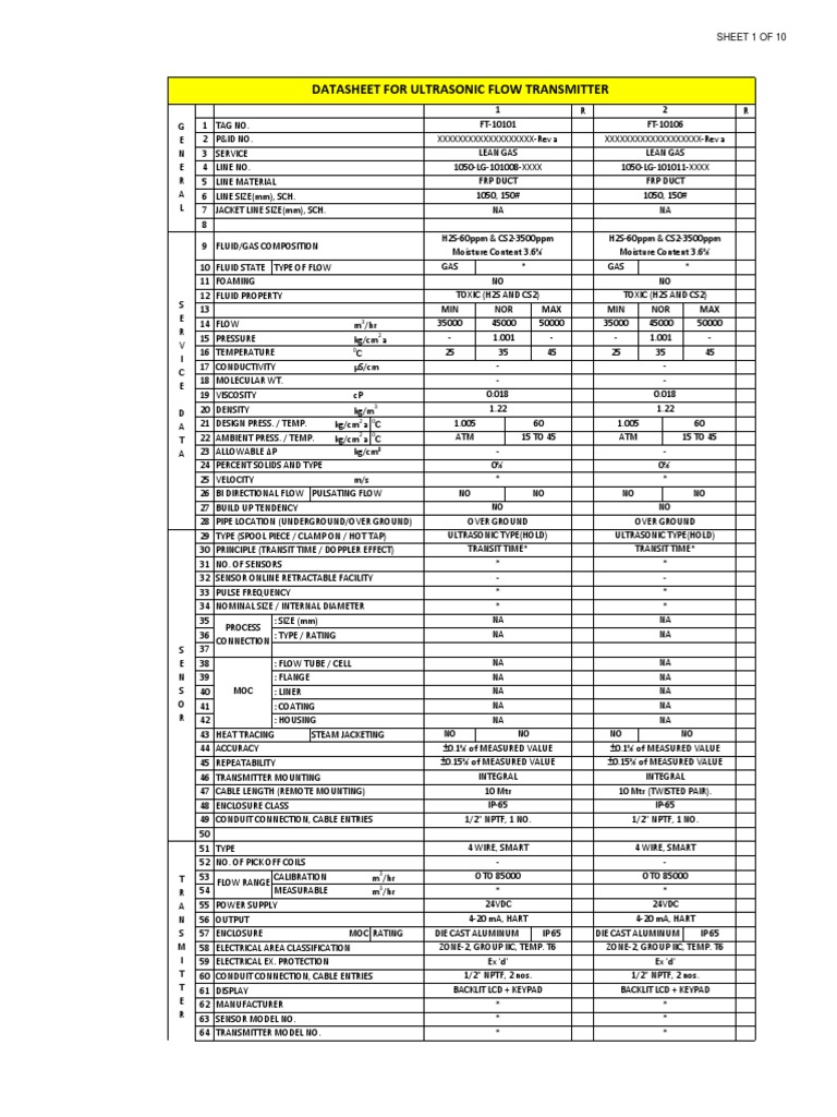 Ultrasonic Flow Transmitter Datasheet | PDF
