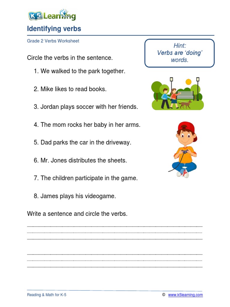 Grammar Worksheet Grade 2 Verbs 0 | PDF