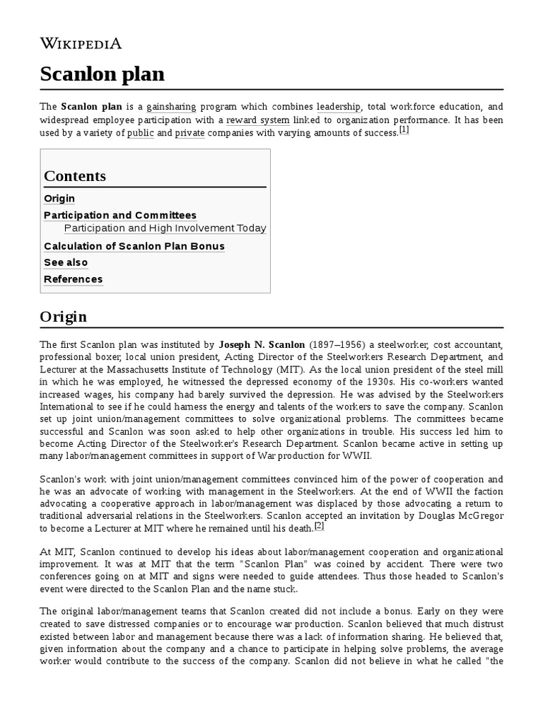 Scanlon Plan | PDF | Employment | Economies