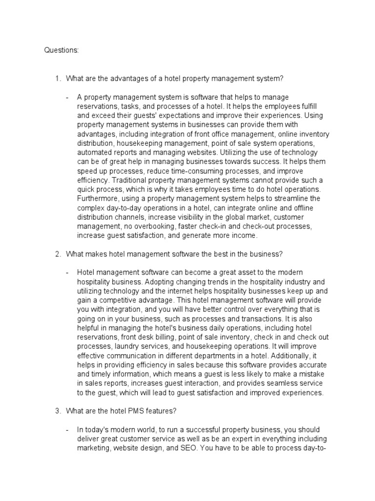 Hotel Property Management System | PDF