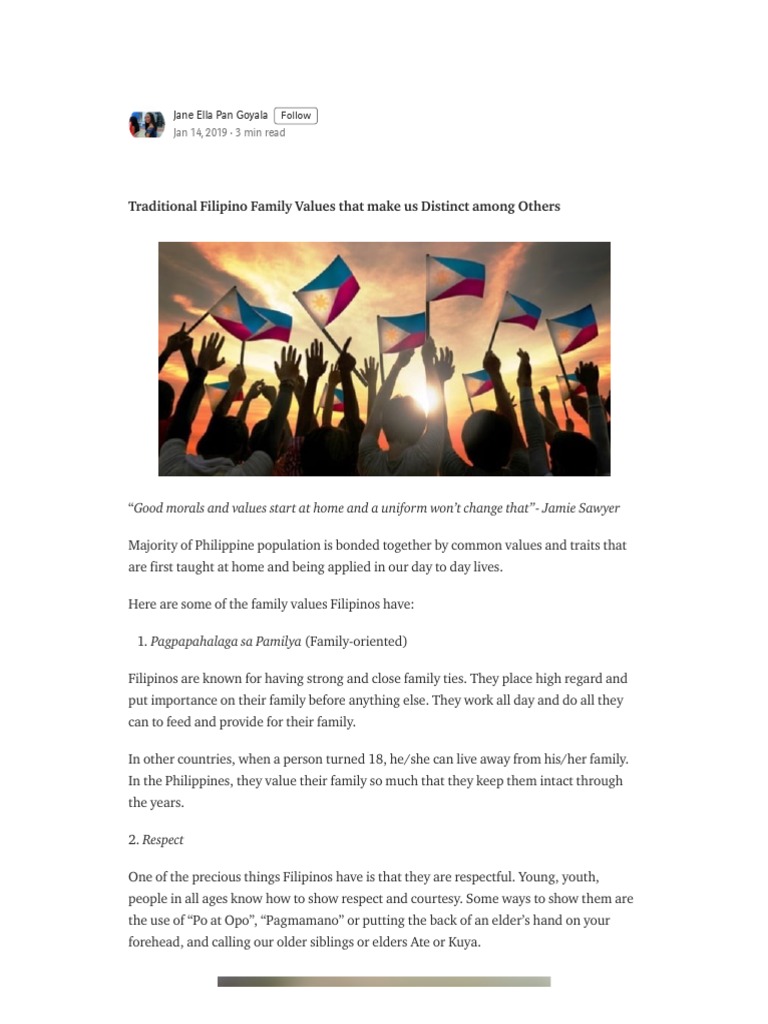 Week 013-020 Traditional Filipino Family Values that make us Distinct ...