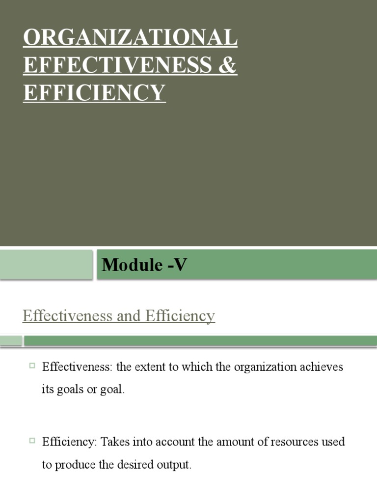 Organizational Effectiveness & Efficiency | PDF | Goal | Job Satisfaction