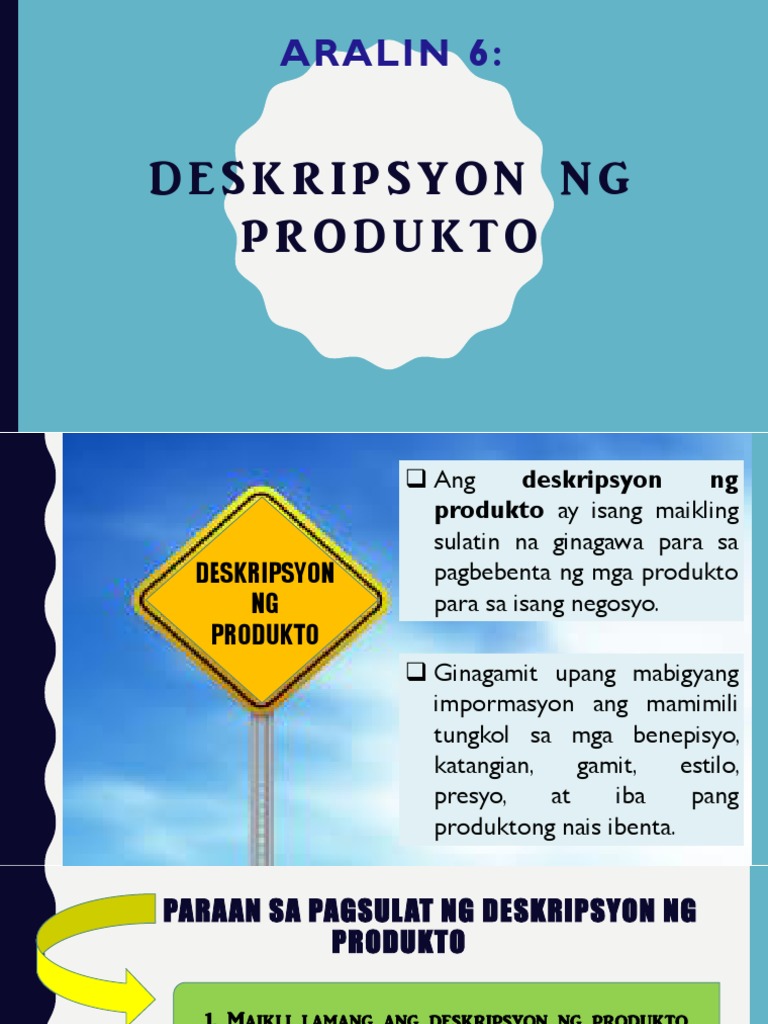 Week 011 Deskripsyon ng Produkto PPT-1 | PDF