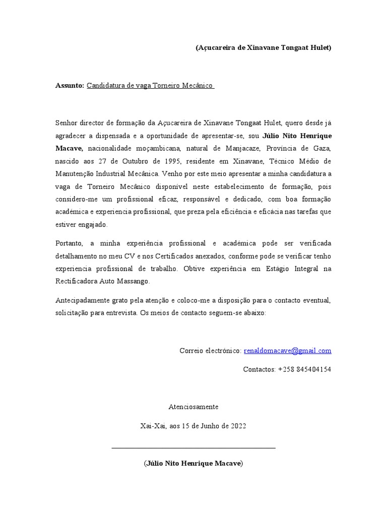 Açucareira de Xinavane Tongaat Hulet | PDF