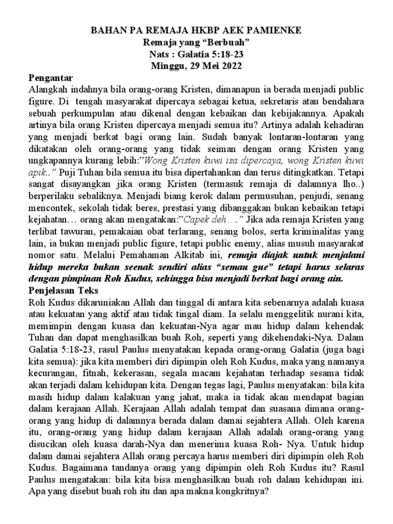 Bahan Pa Remaja Mei 2022 | PDF