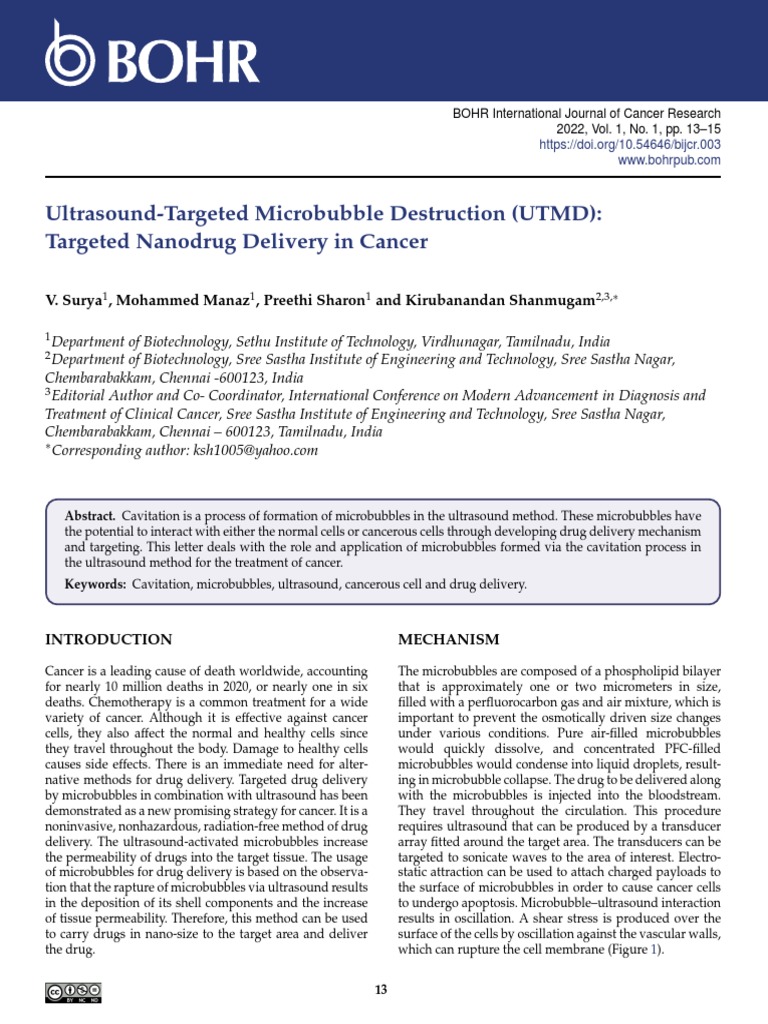 Ultrasound-Targeted Microbubble Destruction (UTMD) : Targeted Nanodrug ...