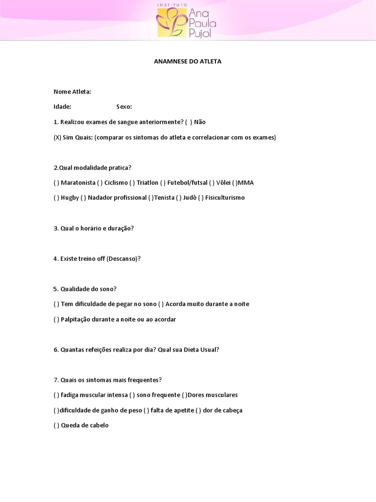 Exemplo de Anamnese | PDF