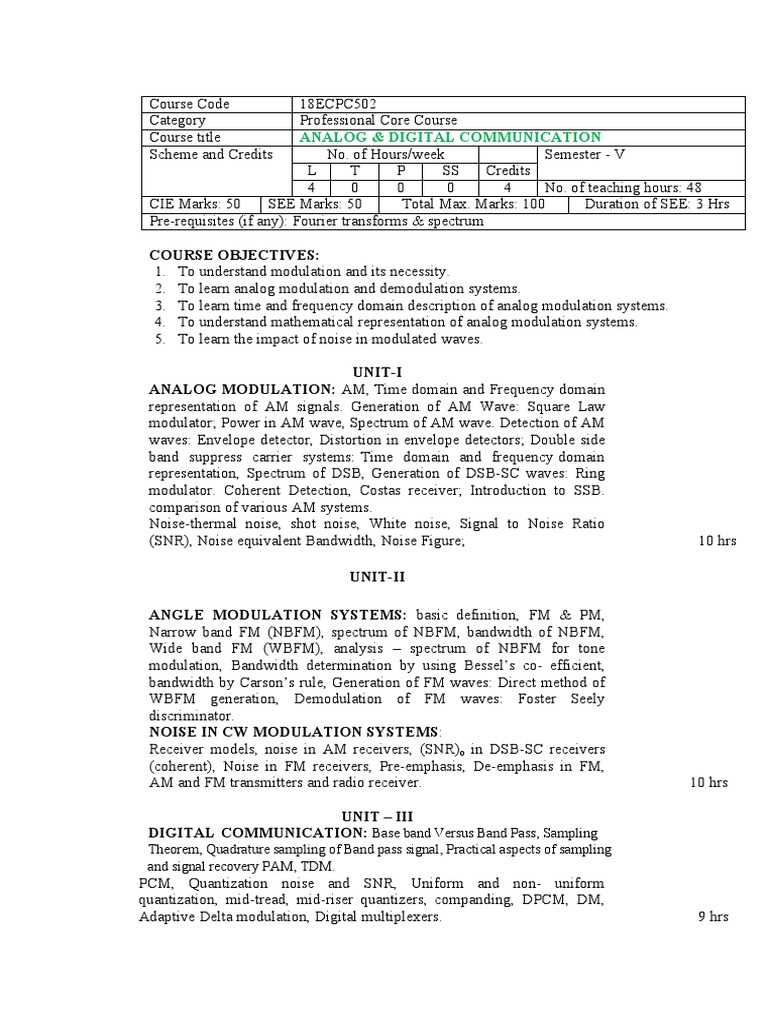 Analog Digital Communication | PDF | Frequency Modulation | Modulation