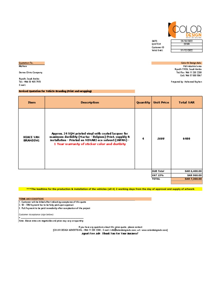 Revised Quote Vehicle Branding | PDF