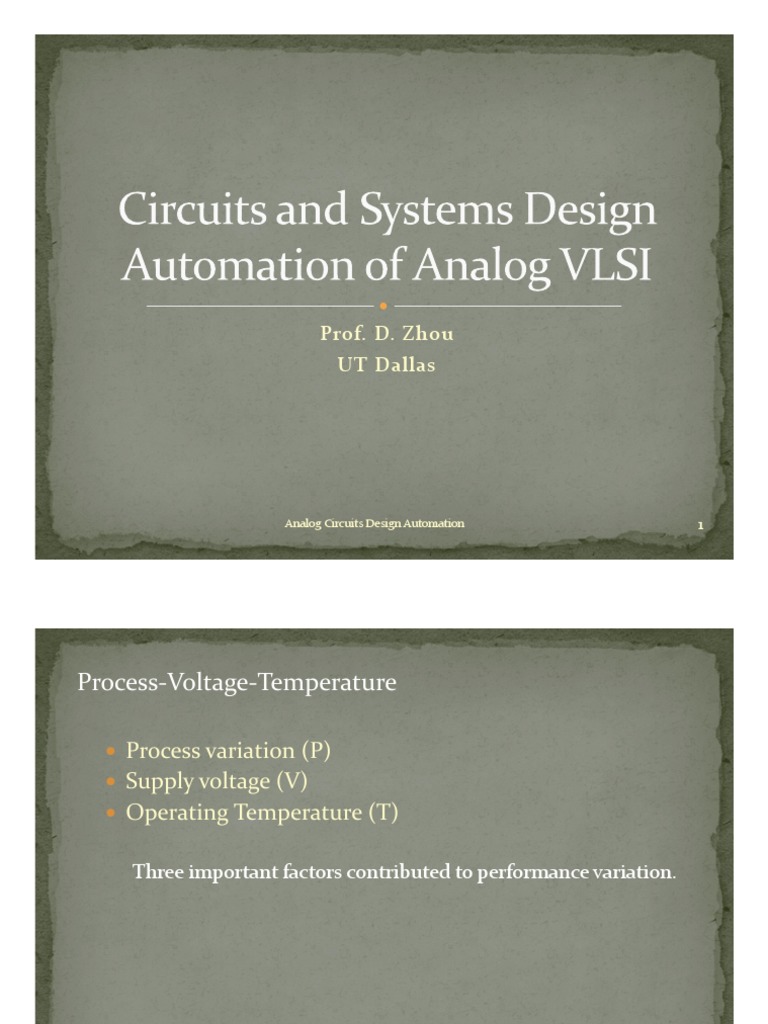 Design Automation of Analog VLSI Lect9 | PDF | Mosfet | Transistor