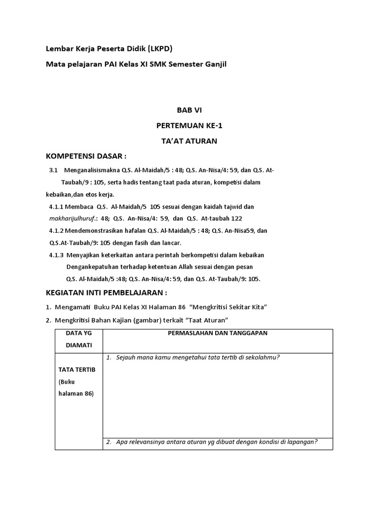 LKPD Pai Xi SMK Bab 6 | PDF