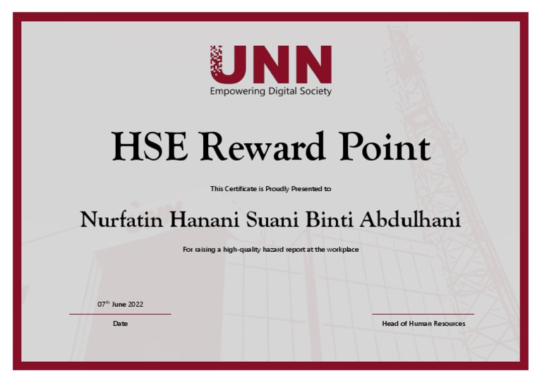 HSE Reward Point Cert Template - May 2022 | PDF