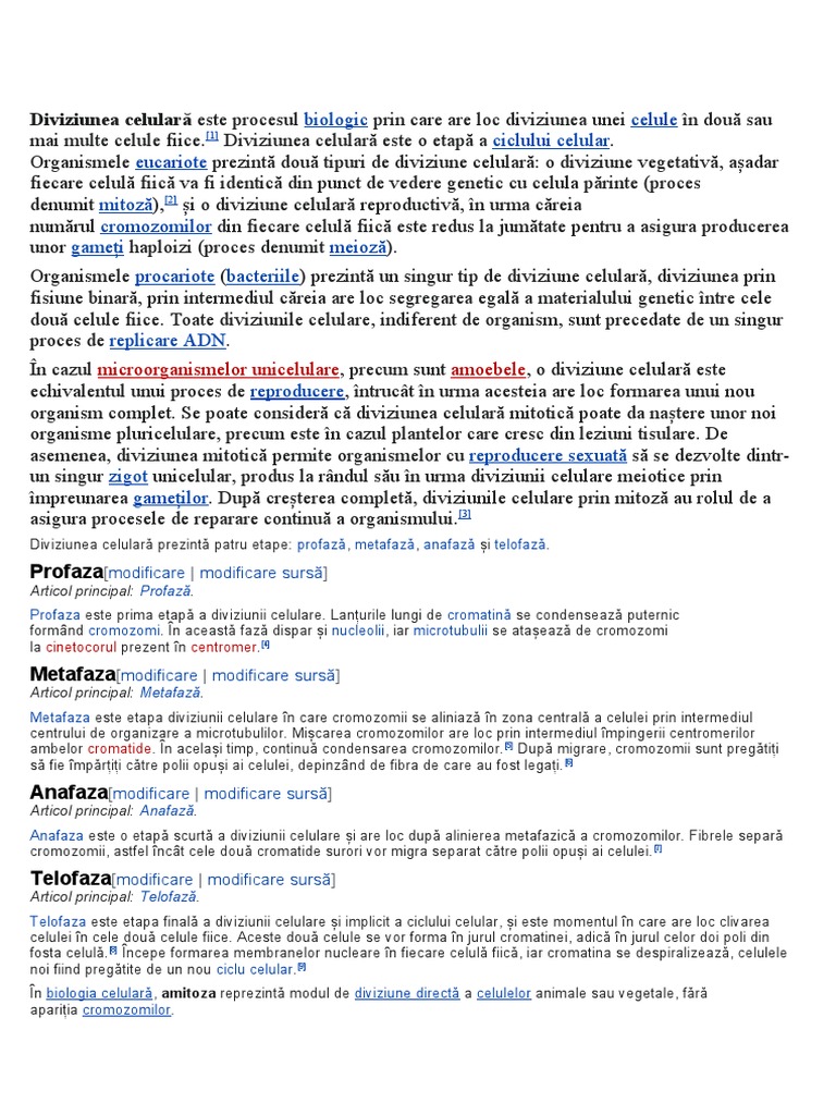 Diviziunea Celulară - Docx cl.9 | PDF