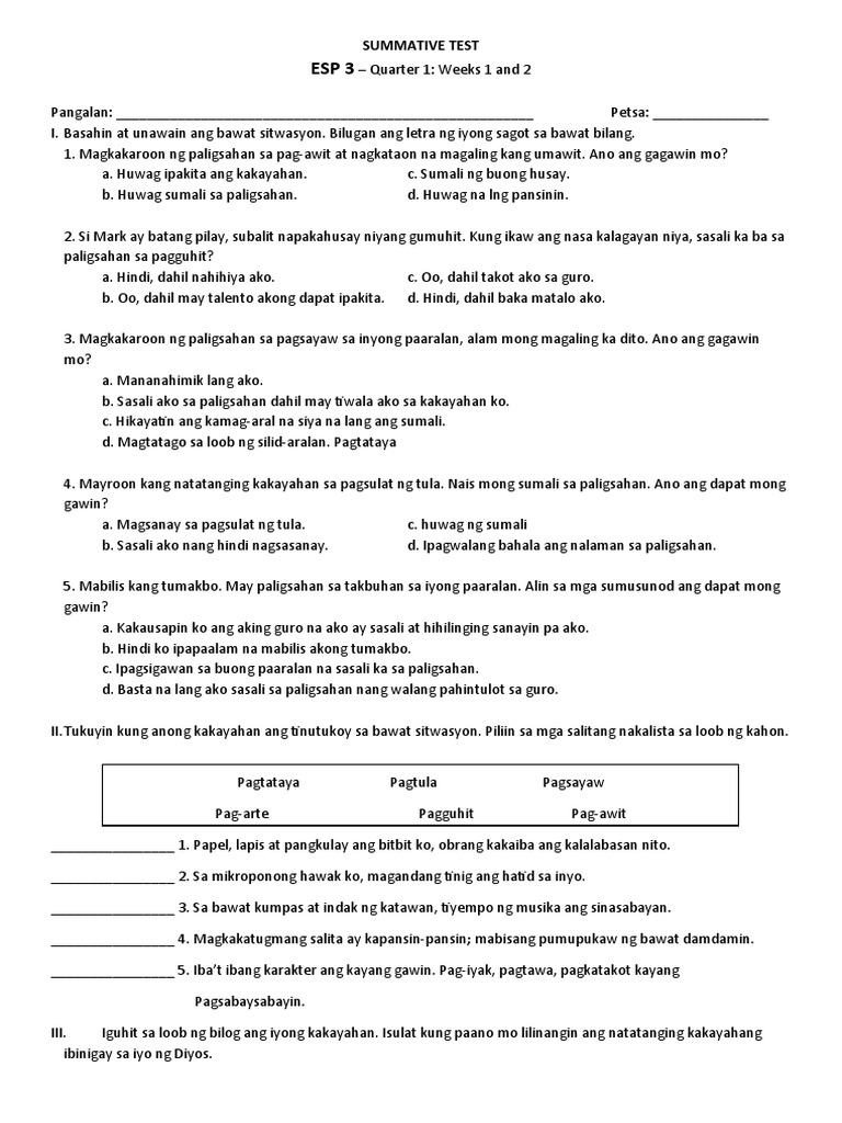Summative Test #1 q1 | PDF