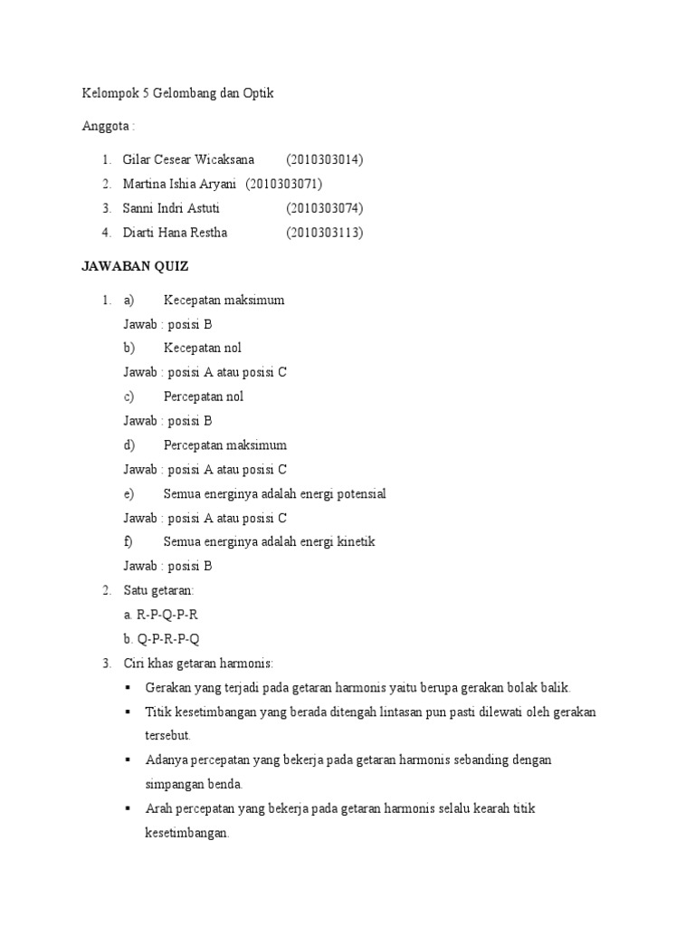 Jawaban Pertanyaan Quiz | PDF