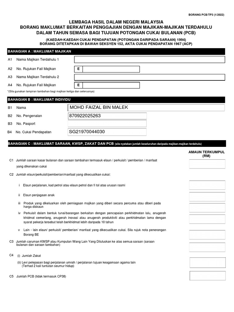 Borang TP3 2022-Signed | PDF