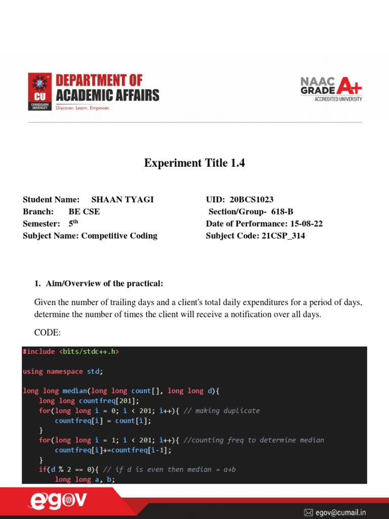 Shaan Tyagi EXP1.4 CC | PDF | Array Data Structure | Computer Science