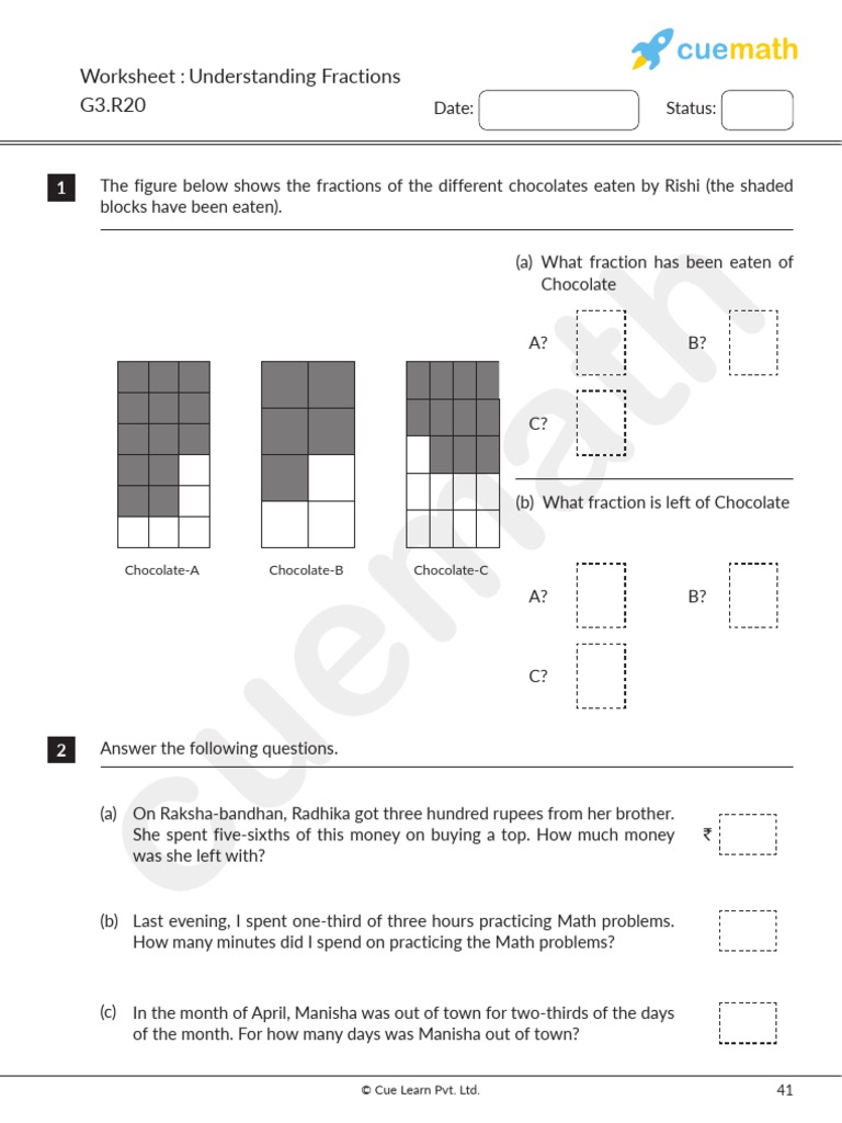 3rd Grade Math Worksheets Fractions | PDF