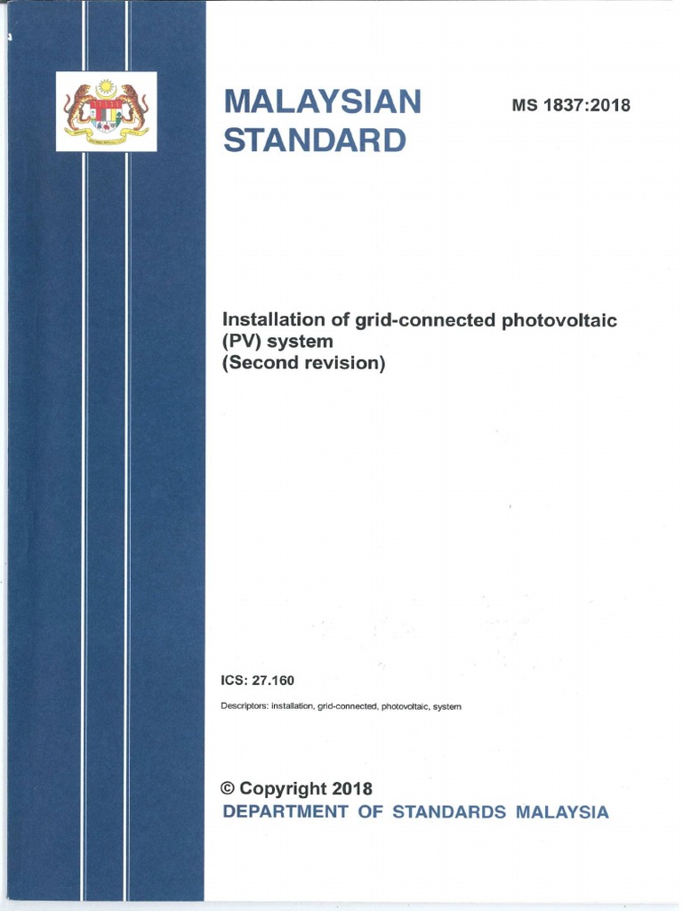 MS1837-2018 Installation of Grid Connected PV System | PDF
