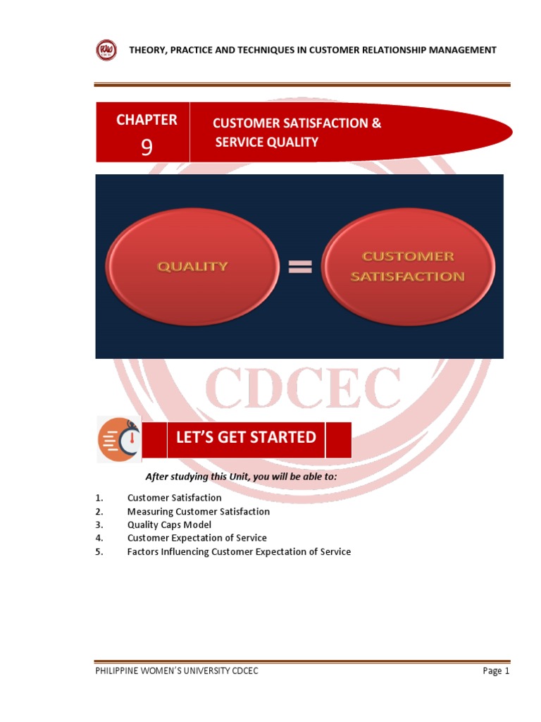 Unit 9 - Customer Satisfaction | PDF