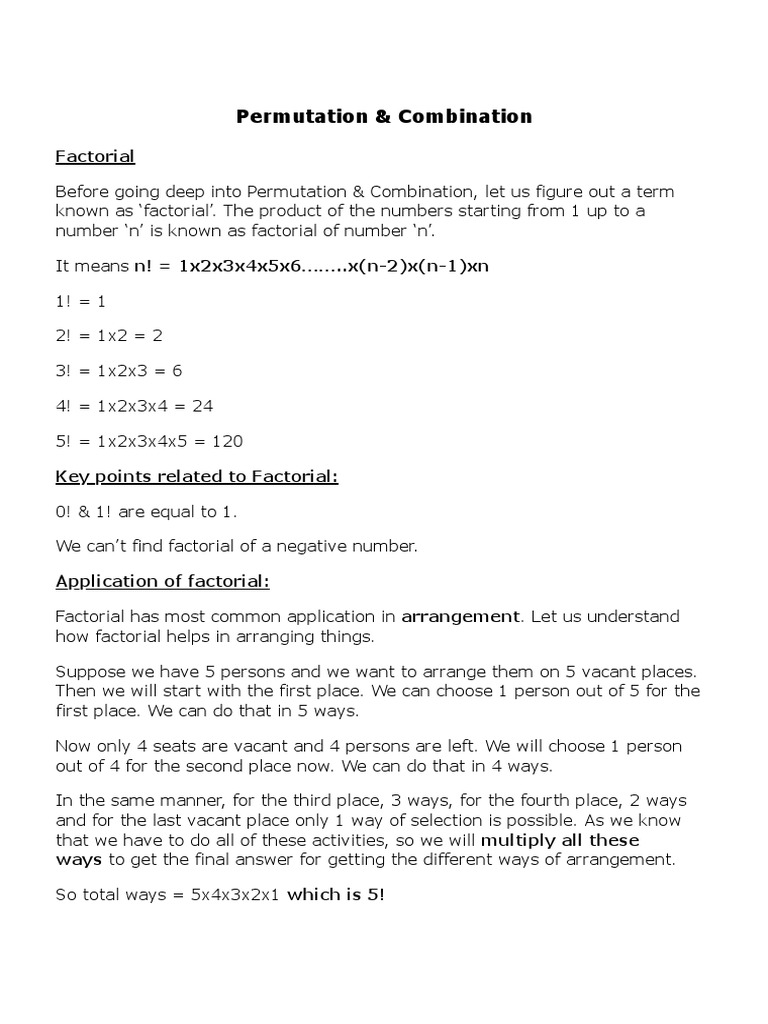 Permutation And Combination Pdf