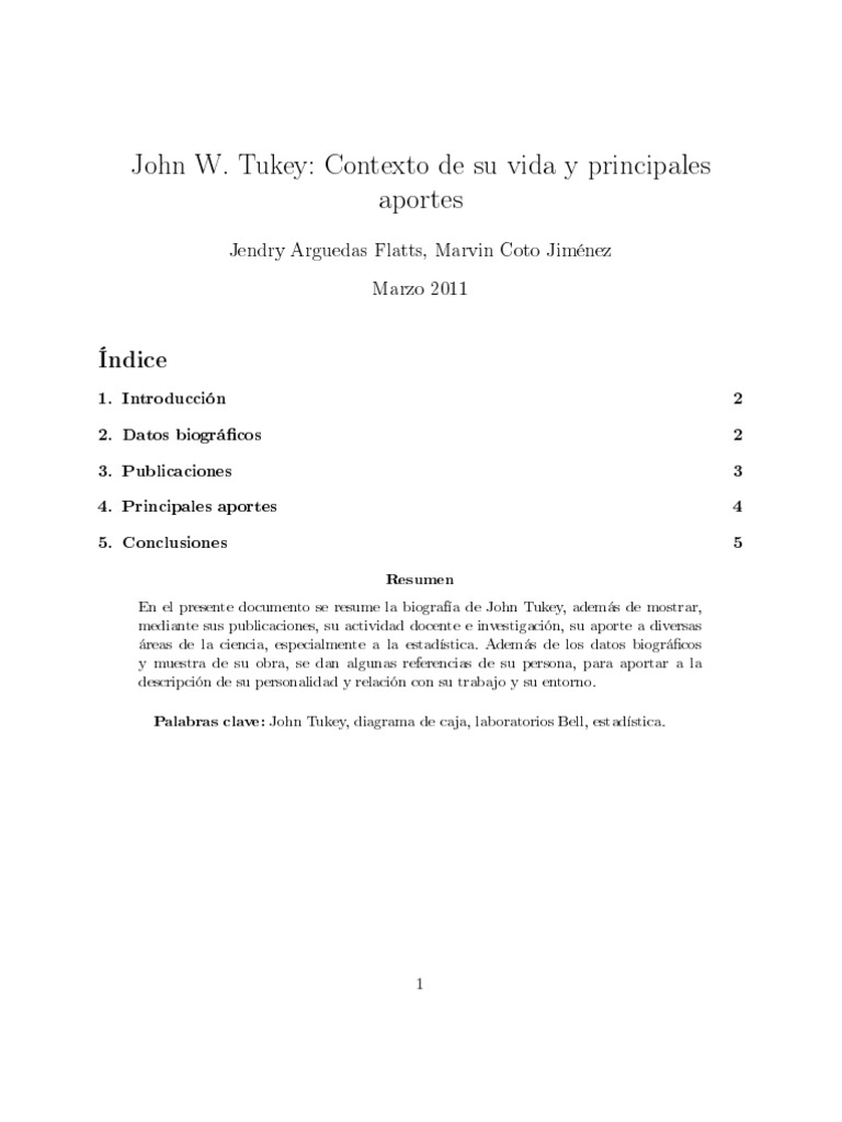 John Tukey | PDF | Análisis de variación | Science