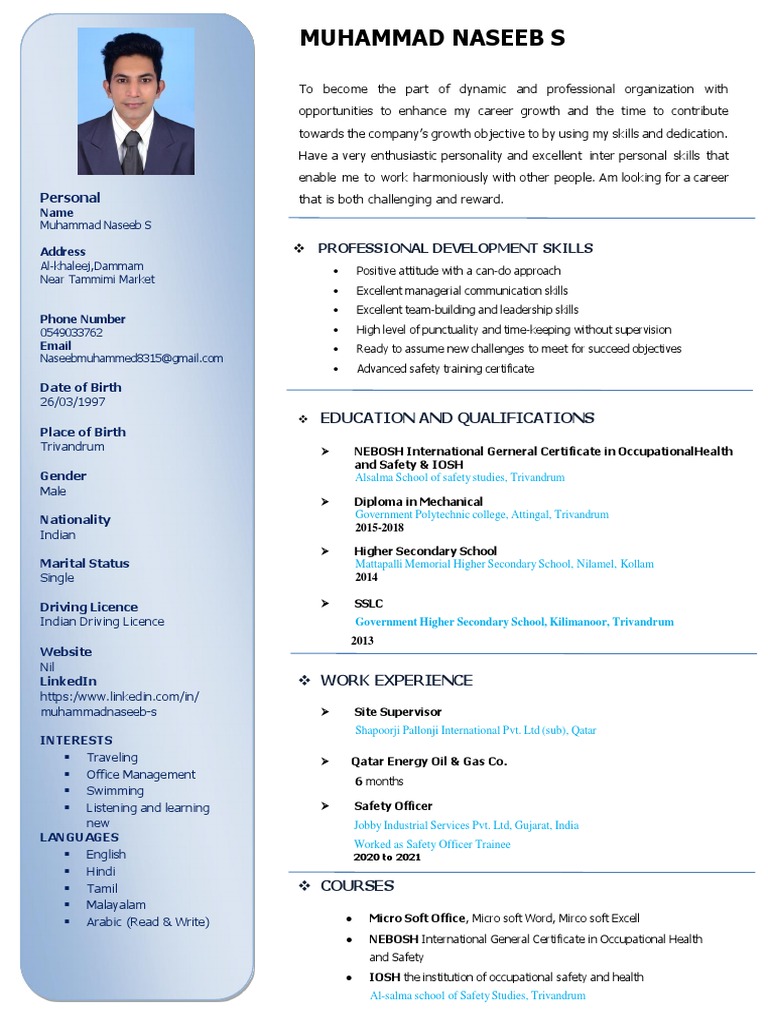 Muhammad Naseeb S CV | PDF | Career & Growth | Business