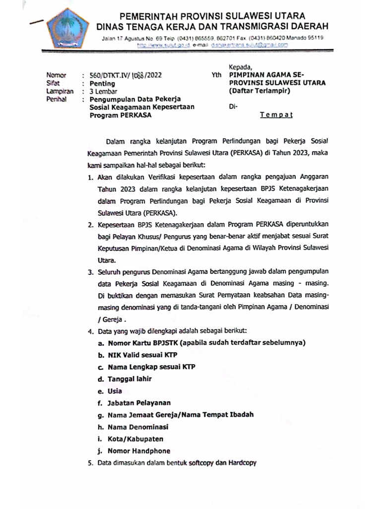 Surat Permintaan Data Kepesertaan Bpjs TK Tahun 2023 | PDF Surat Permintaan Data Kepesertaan Bpjs TK Tahun 2023 | PDF