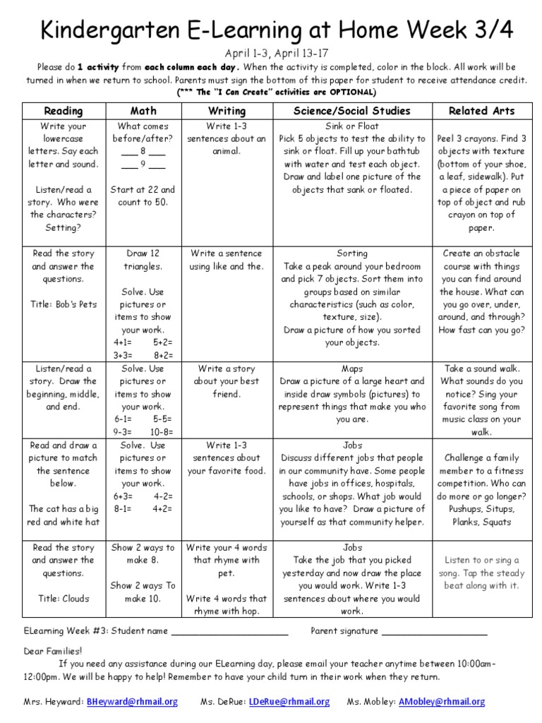 SPCAS Kindergarten Week 3-4 | PDF | Educational Technology