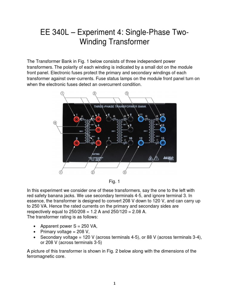 EE 340L - Exp 4 - Power Transformer | PDF | Transformer | Ac Power