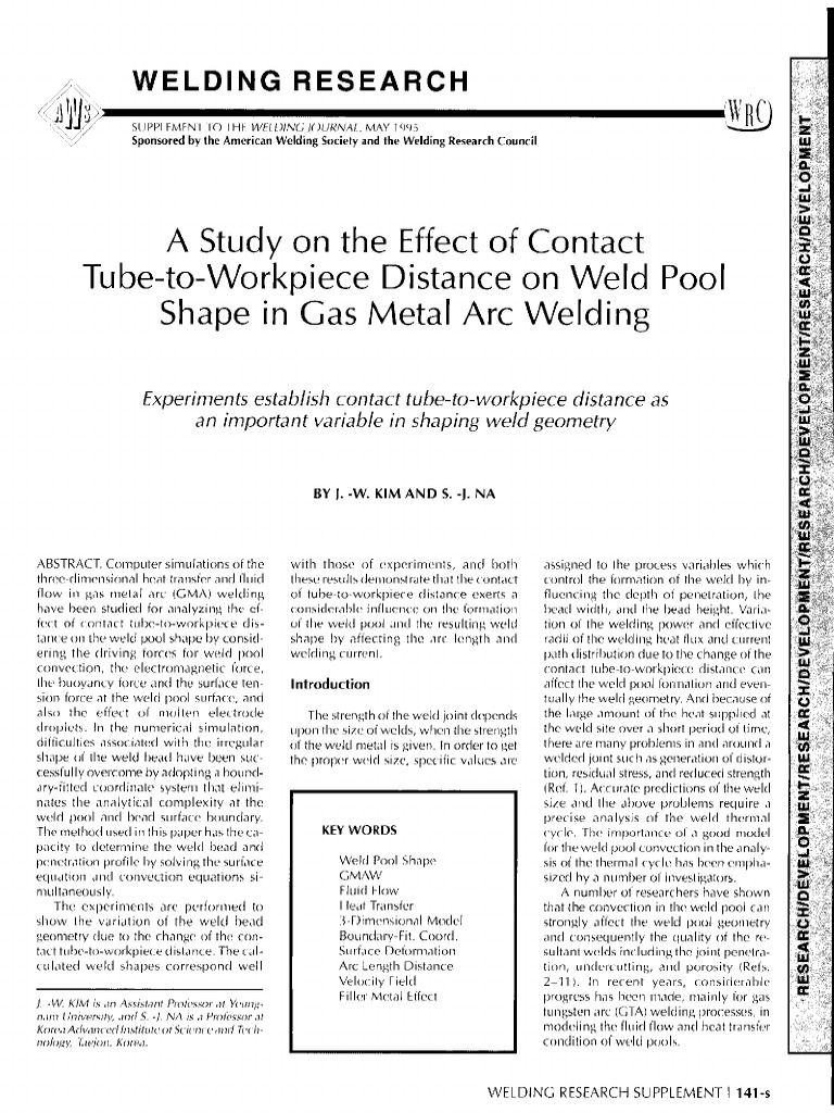 A Study On The Effect of Contact Tube-to-Workpiece Distance On Weld Shape in Gas Metal Arc ...