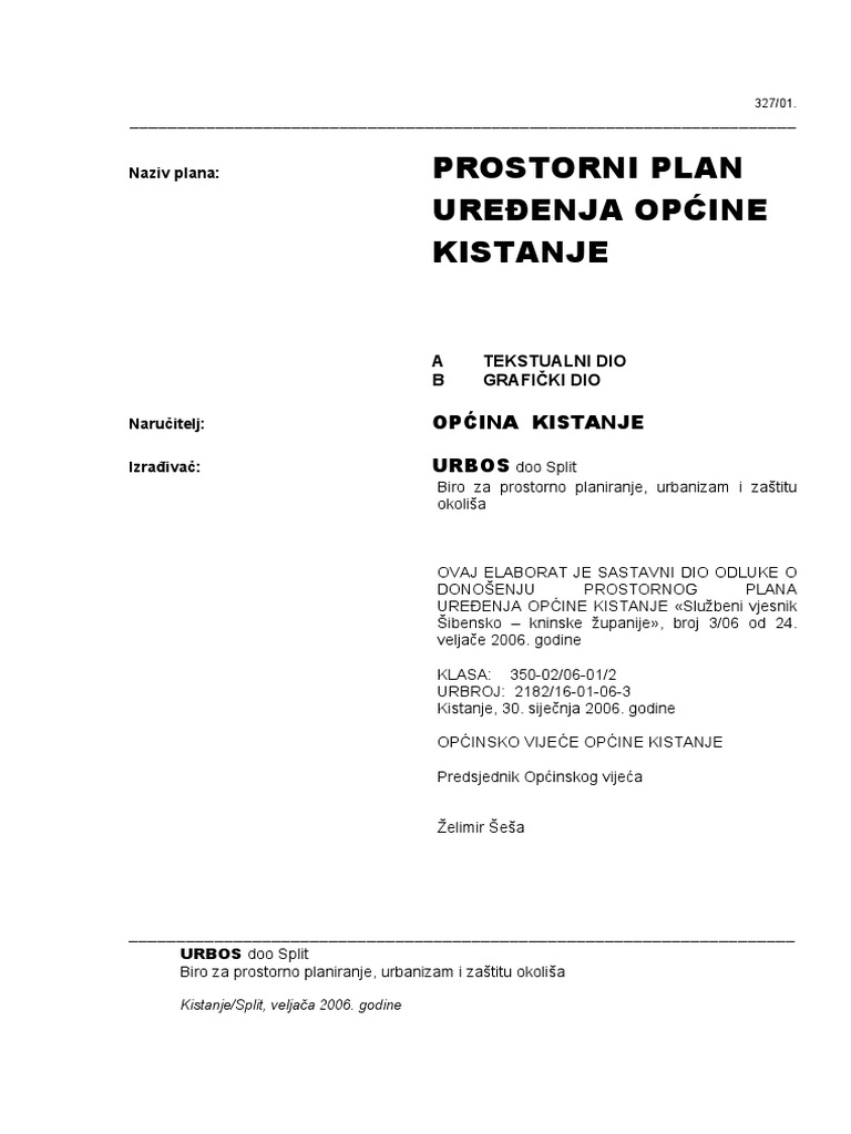 Prostorni Plan Sadrzaj | PDF