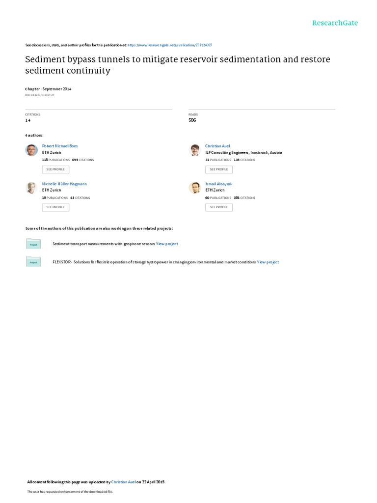 Sediment Bypass Tunnels To Mitigate Reservoir Sedimentation and Restore ...