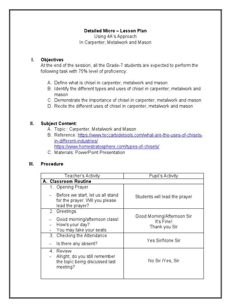 Bryce Lesson Plan | PDF | Tools | Woodworking
