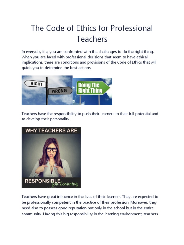 Code of Ethics for Professional Teachers | PDF | Career & Growth | Business