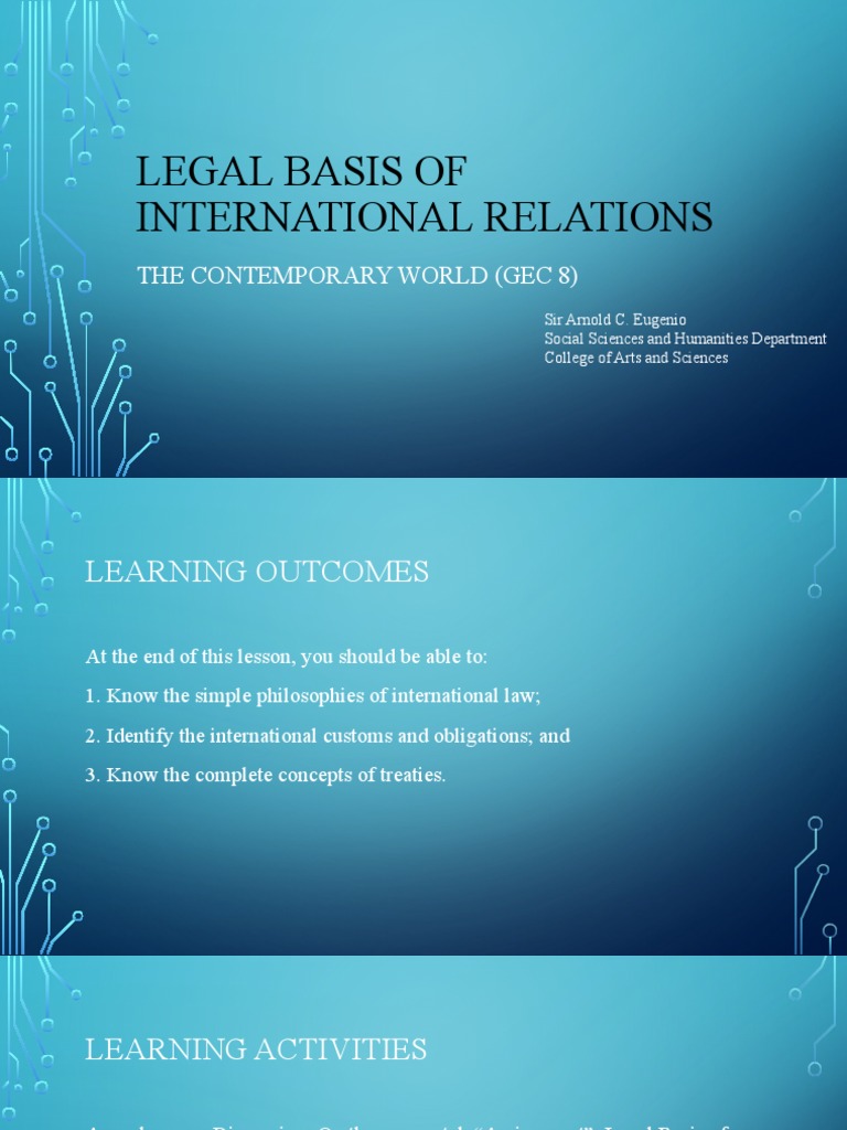 Legal Basis of International Relations: The Contemporary World (Gec 8 ...