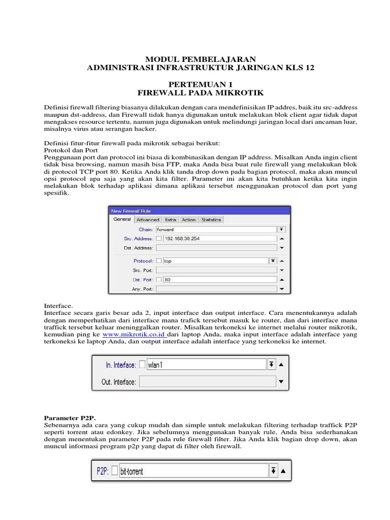 Modul Pembelajaran Administrasi Infrastruktur Jaringan Kls 12 Pertemuan 1 Firewall Pada Mikrotik ...