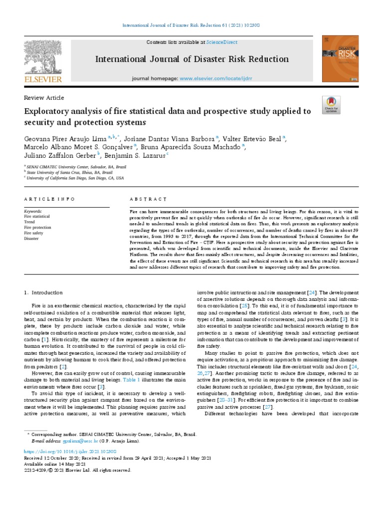 Exploratory Analysis of Fire Statistical Data and Prospective Study ...