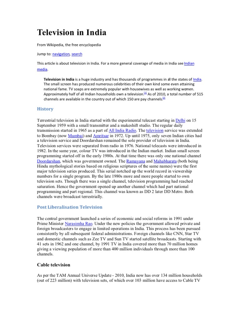 Television in India | PDF | Satellite Television | Set Top Box