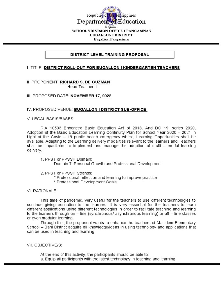 EPP Training Proposal | PDF | Learning | Teachers