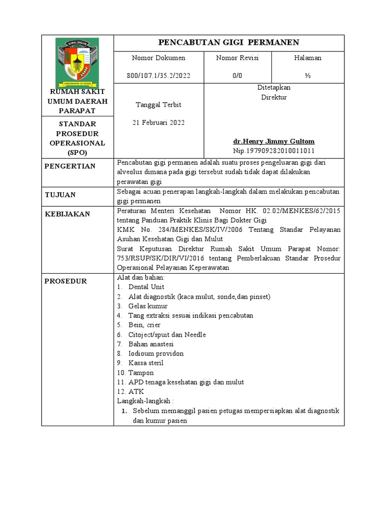SOP GIGI 2022 Double Kop Revisi | PDF