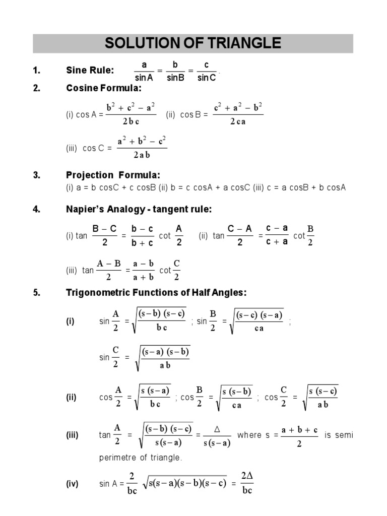 Solution of Triangle | PDF