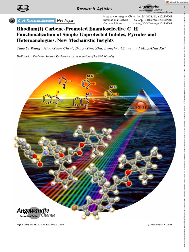 Angew Chem Int Ed - 2022 - Wang - Rhodium I Carbene Promoted Enantioselective C H ...