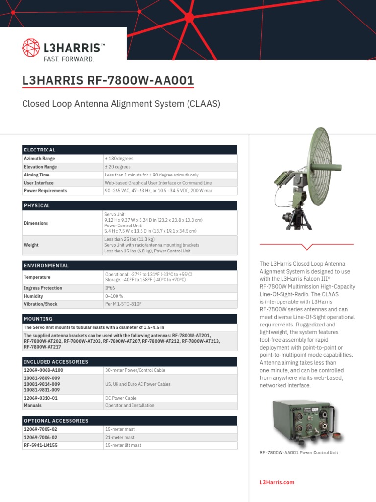 Cs Tcom RF 7800w Aa001 Claas Spec Sheet | PDF